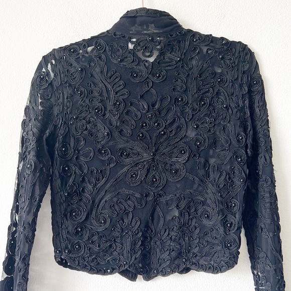 Cache | Tops | Vintage Y2k Black Lace Embroidered Beaded Cropped Cache ...
